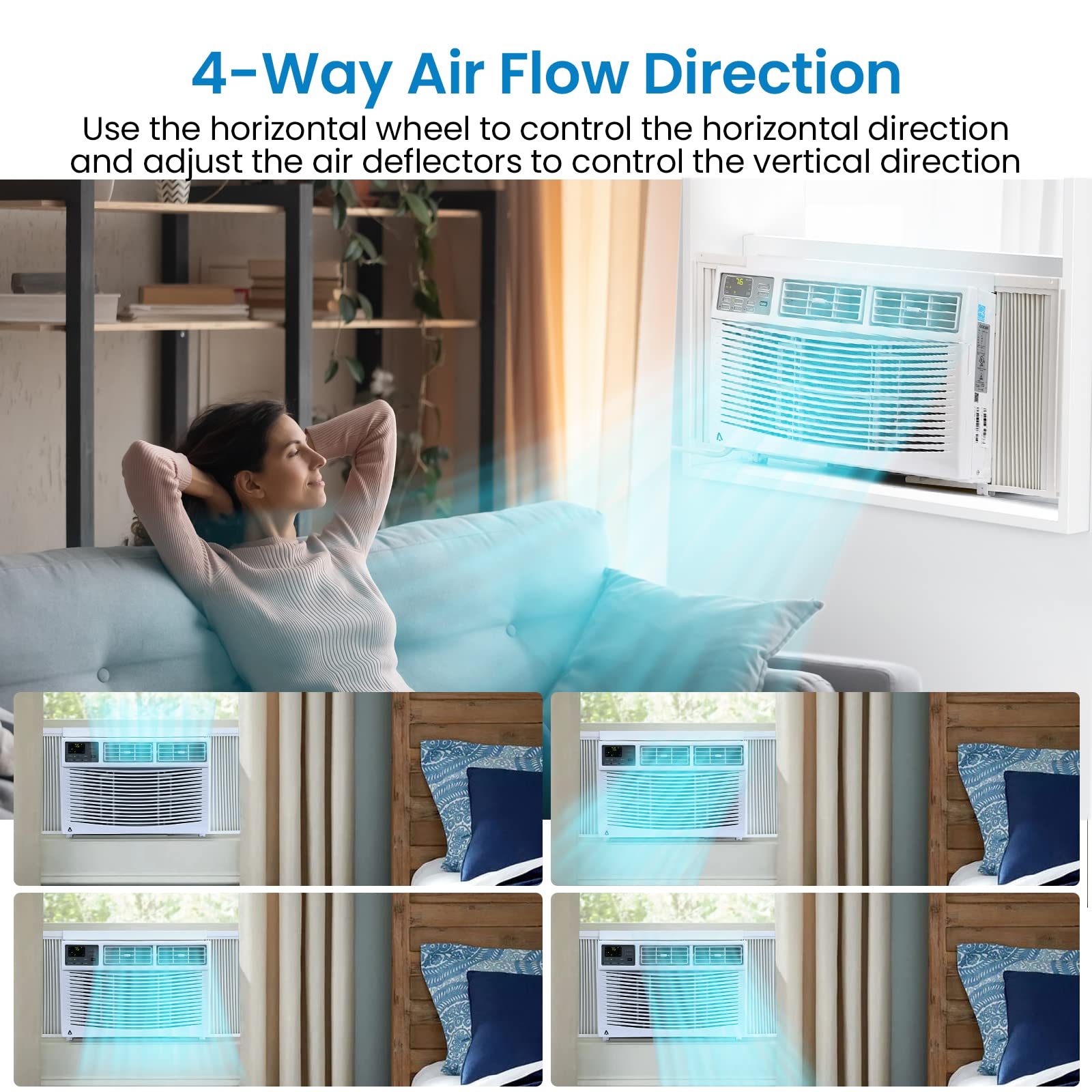 Acekool 8000 BTU Smart Window Air Conditioner & 6000 BTU Smart Air Conditioner Window Unit, 110-115V Window AC Unit with Remote/App Control and Dehumidify Function, Cools 250 Sq.ft