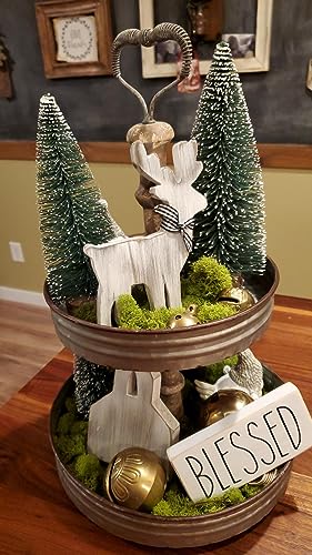 Small Christmas Tree - Christmas Table Decorations, Fake Flocked Xmas Tree Decor Mini Tinsel Christmas Tree for Kitchen Mantel Office Bedroom Window Table Top