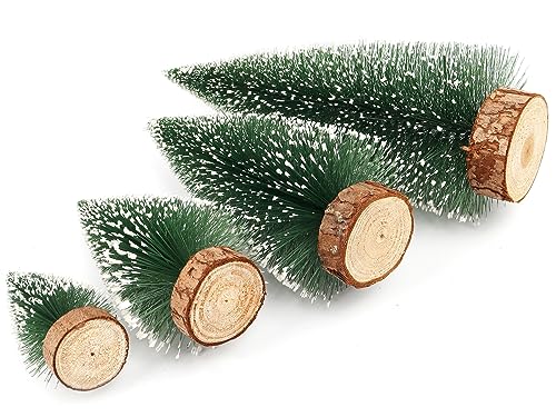 Small Christmas Tree - Christmas Table Decorations, Fake Flocked Xmas Tree Decor Mini Tinsel Christmas Tree for Kitchen Mantel Office Bedroom Window Table Top