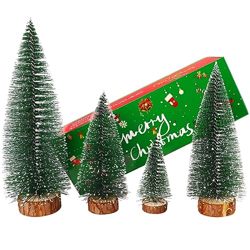Small Christmas Tree - Christmas Table Decorations, Fake Flocked Xmas Tree Decor Mini Tinsel Christmas Tree for Kitchen Mantel Office Bedroom Window Table Top