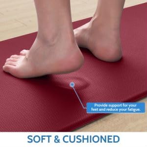 StepLively Kitchen Mat, 2 PCS Kitchen Rugs, Cushioned Kitchen Mats for Floor, Anti-Fatigue Mat, Kitchen Rug Set, Non-Skid Standing Mat for Kitchen, Office, Sink, 17.3"×30"+17.3"×47", Red