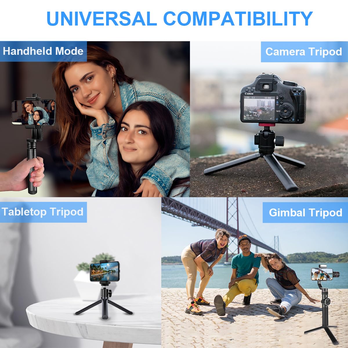 Mini Projector Tripod, JCWINY Metal Mini Tripod with Ball Head Mount, Desktop Tabletop Stand Tripod for Mini Projector, Smooth 4, Osmo Mobile, Vimble 2, Gimbal Handle Grip Stabilizer and All Cameras