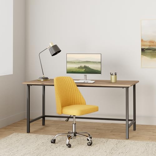 DUMOS Office Desk Chair, Modern Cute Rolling Vanity Swivel Task Chairs with Wheels, Comfortable Back Seat Armless for Home, Bedrooms, Office, Study, Student, Adults, Make-up, Dressing Room, Yellow