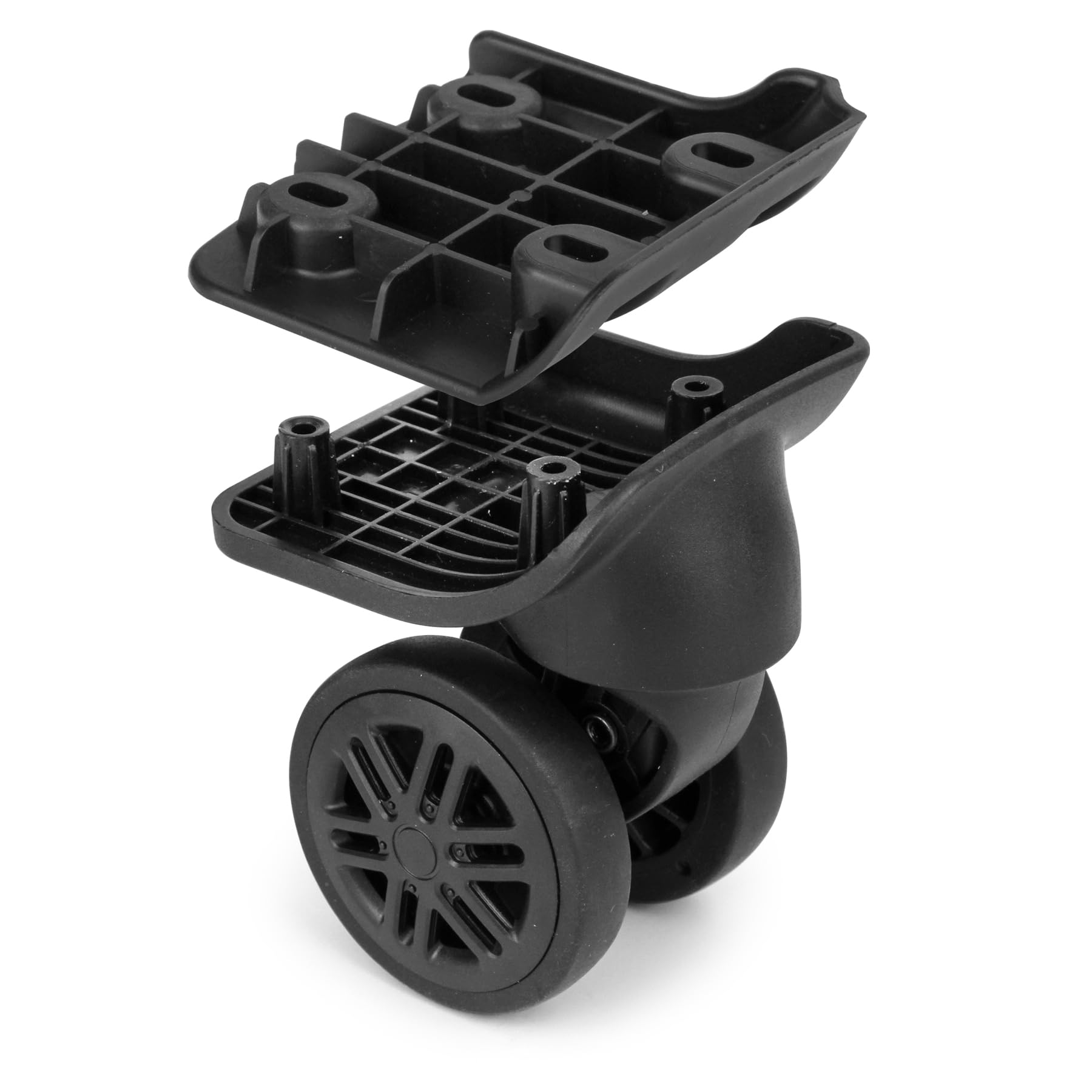 Zoofen Suitcase Wheels Swivel Wheel with Dual-Wheels Luggage Wheels Replacement Suitcase Wheels with 4 Screw Holes (W044-B,2 pcs)