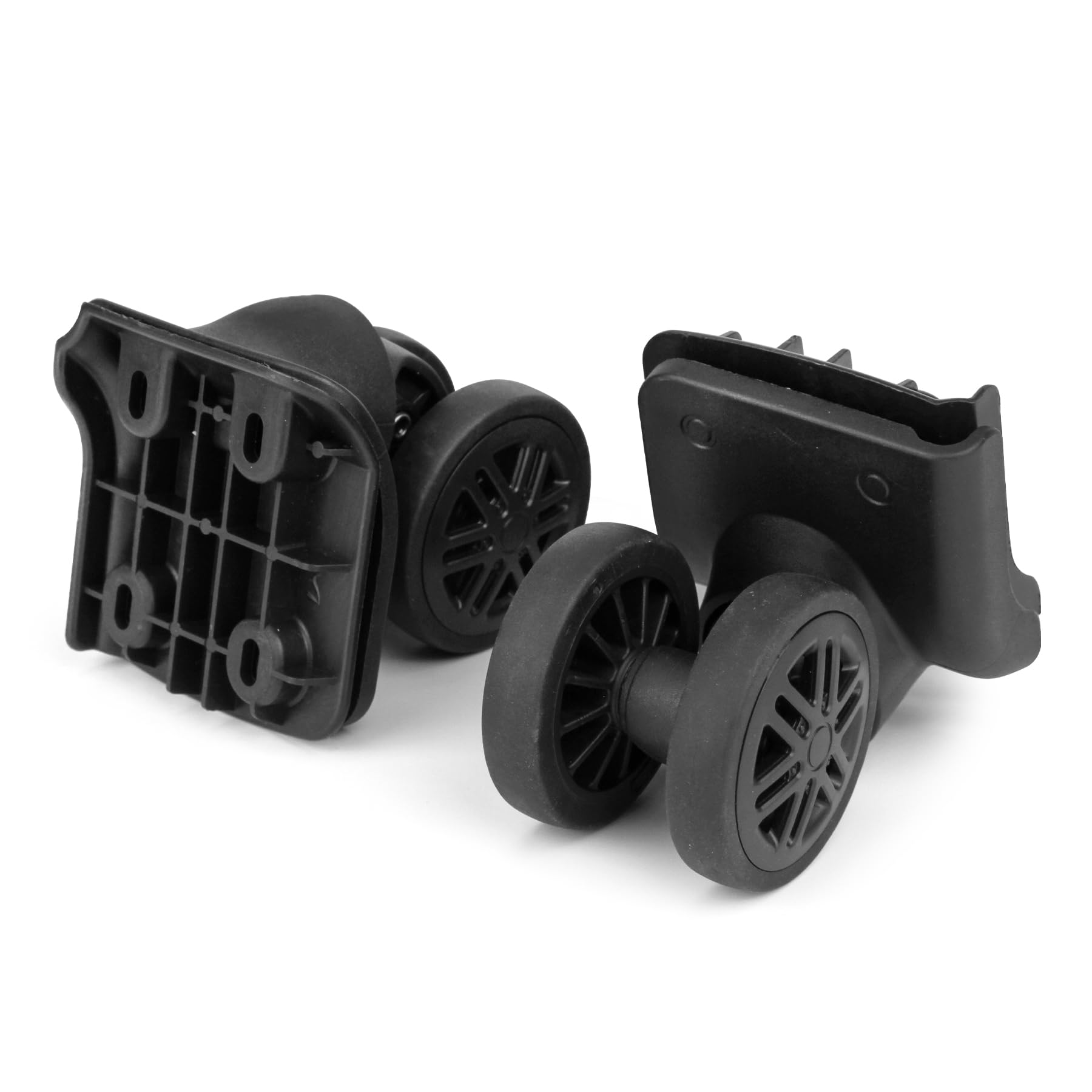 Zoofen Suitcase Wheels Swivel Wheel with Dual-Wheels Luggage Wheels Replacement Suitcase Wheels with 4 Screw Holes (W044-B,2 pcs)