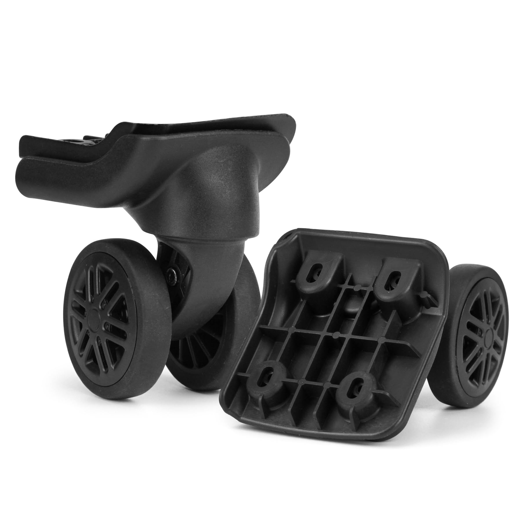 Zoofen Suitcase Wheels Swivel Wheel with Dual-Wheels Luggage Wheels Replacement Suitcase Wheels with 4 Screw Holes (W044-B,2 pcs)