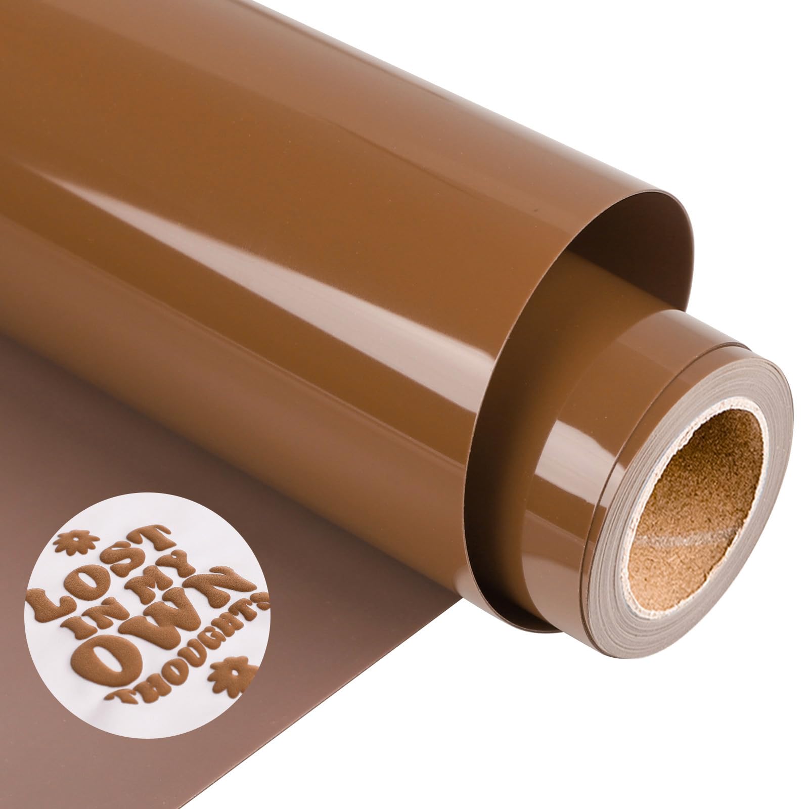 VINYL FROG 3D Puff Heat Transfer Vinyl 10" x 6FT Cofee Brown Foaming HTV Vinyl Puffy Iron on Vinyl for DIY T-Shirt Heat Press Designs