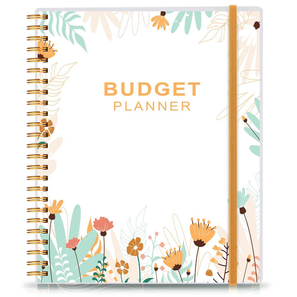 Budget Planner - Monthly Finance Organizer with Expense Tracker Notebook to Manage Your Money Effectively, Undated Finance Planner/Account Book, Start Anytime, 1 Year Use, A5, Yellow Flower
