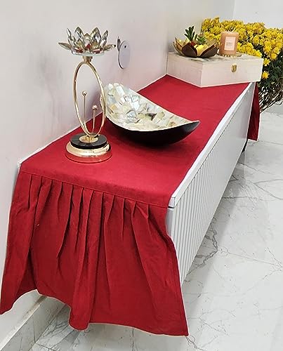 Throw Pillow Red Modern TV Console Unit Runner/TV Cabinet Cover Diwali Festival Decor (3 Feet TV Console(14x48 Inches))