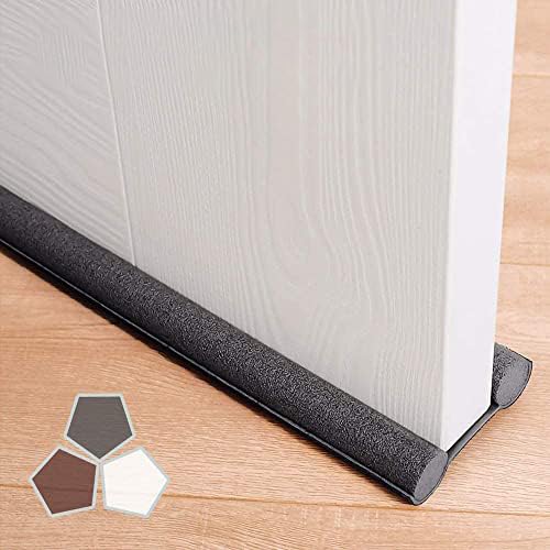 SYIPO Door Draft Stopper - Adjustable 37'' Twin Door Draft Blocker Cuttable and Washable, Draft Door Stopper Energy Saving Door Weather Stripping Reduce Noise Window Breeze Blocker Door Sweeps, Gray