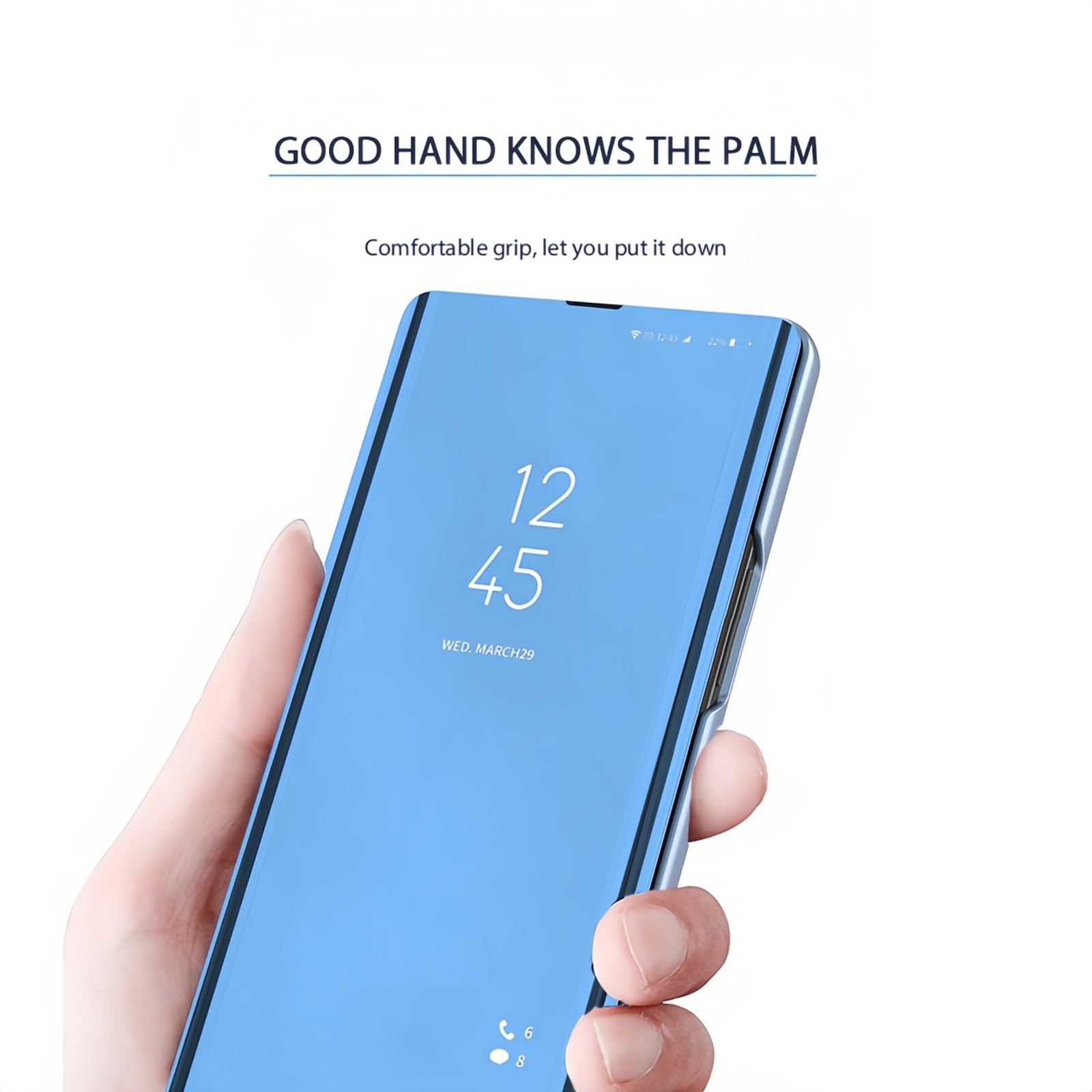 Ysnzaq Mirror Case for Xiaomi Redmi Note 12 Pro+ 6.67 inch, Smart Window Phone Cover with Stand for Xiaomi Redmi Note 12 Pro Plus JM Black