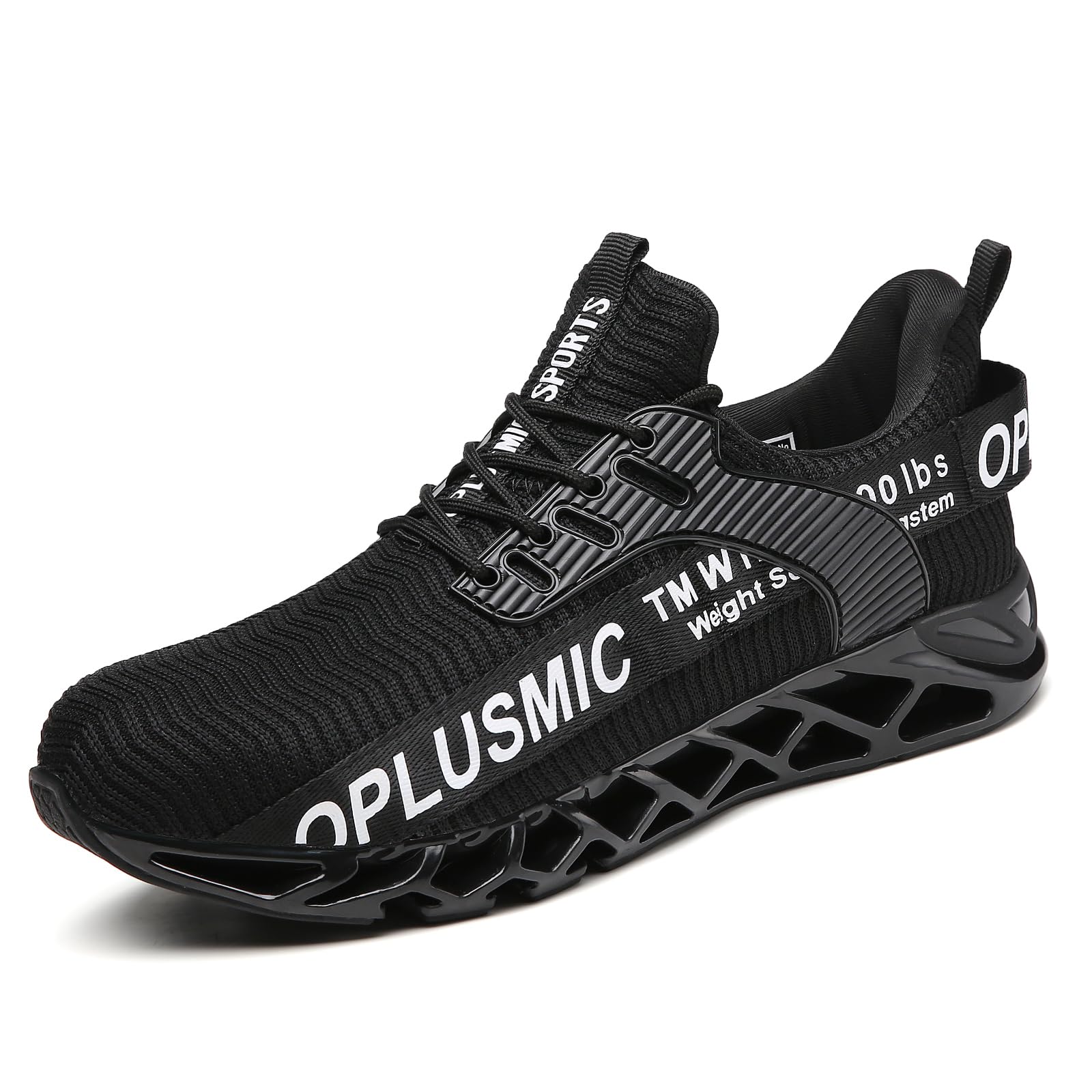 Oplusmic Steel Toe Shoes for Men Indestructible Work Sneakers Puncture Proof Comfortable Slip On Safety Shoes for Work Industrial Coustruction Shoes Black White Size 13