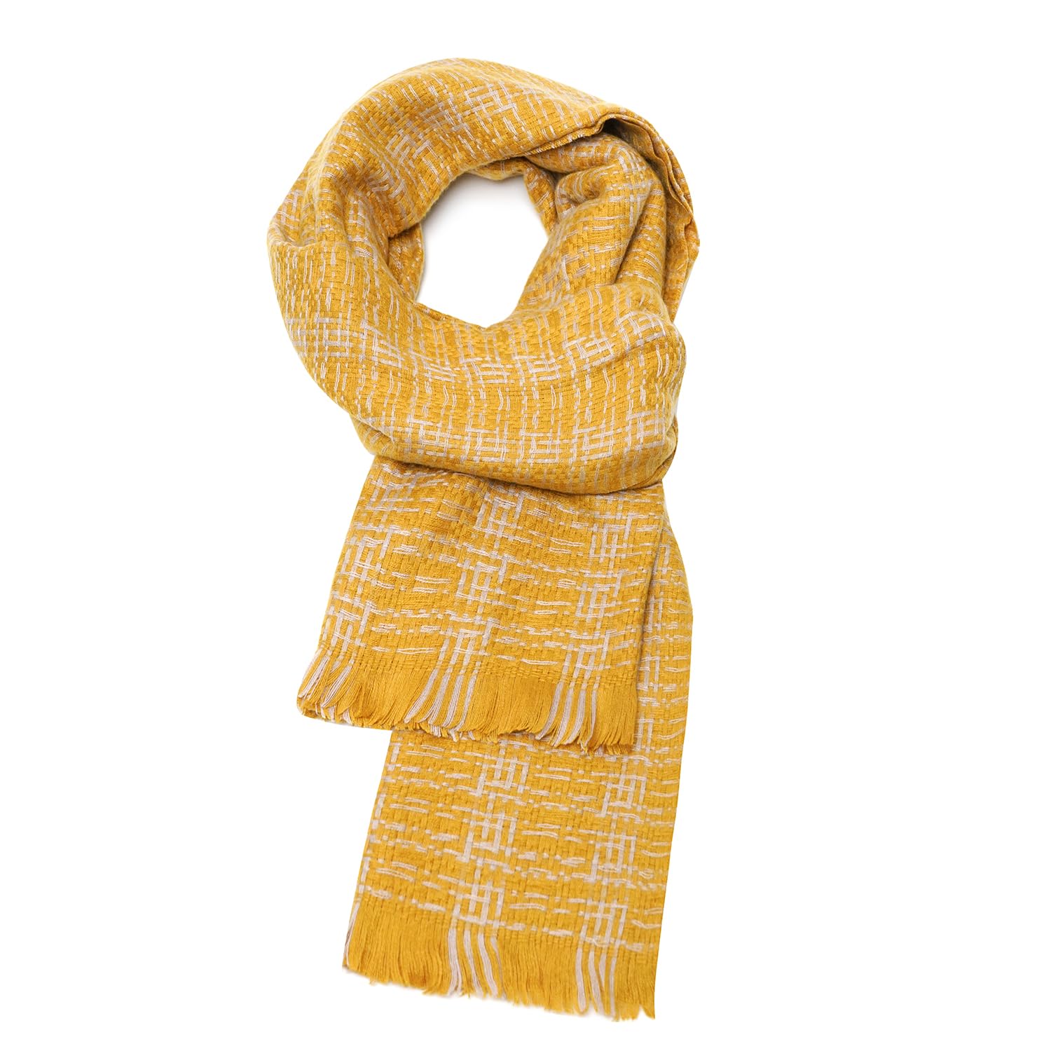 VANLINKER Soft Premium Cashmere Winter Scarf for Women Men Cozy Shawls Classic Tweed Long Wraps Stay Warm and Stylish VL9321 Yellow
