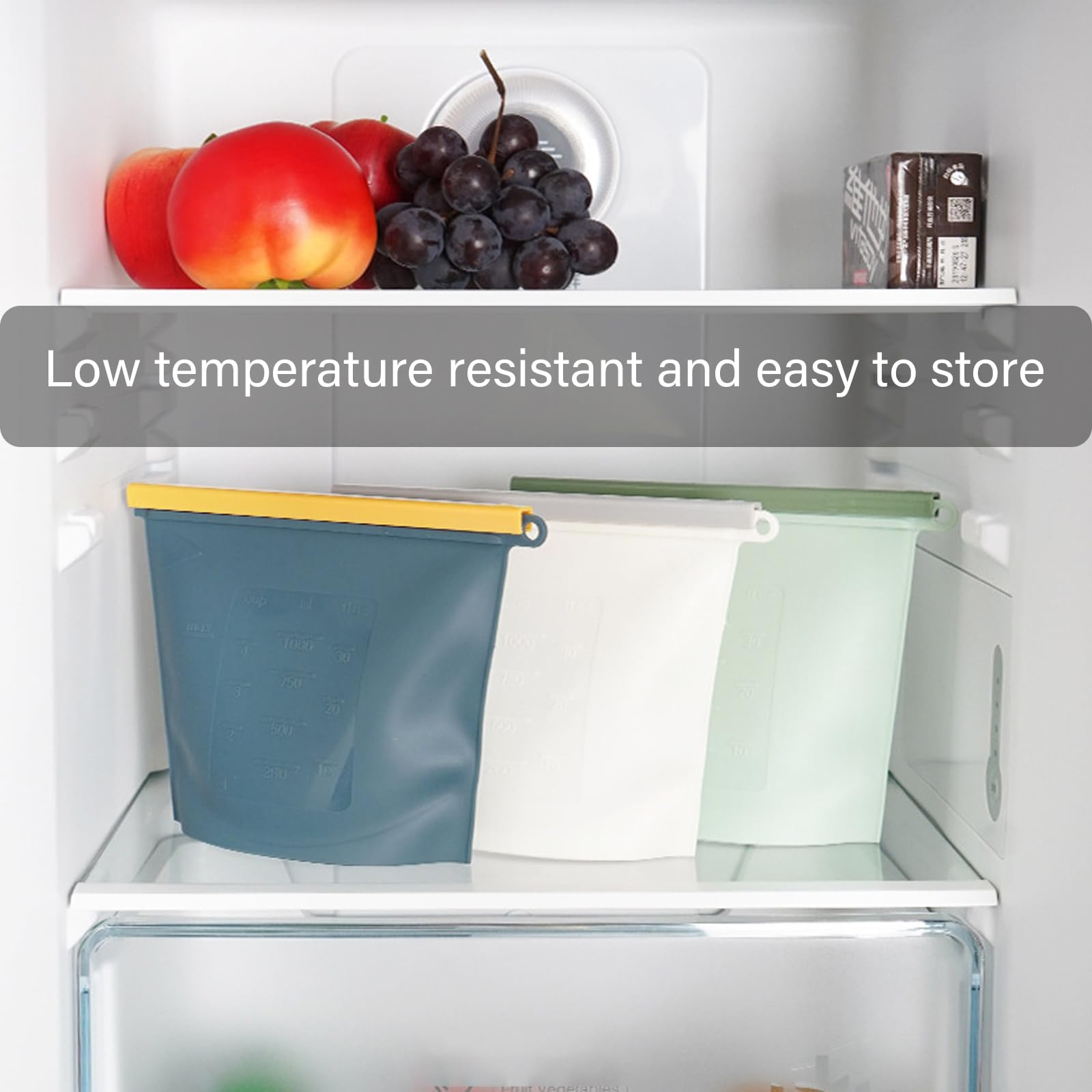 WanLann Reusable Silicone Ziplock Bags -Large Capacity Silicone Ziplock Bag 34OZ Convenient Storage and Microwave Safe (White)