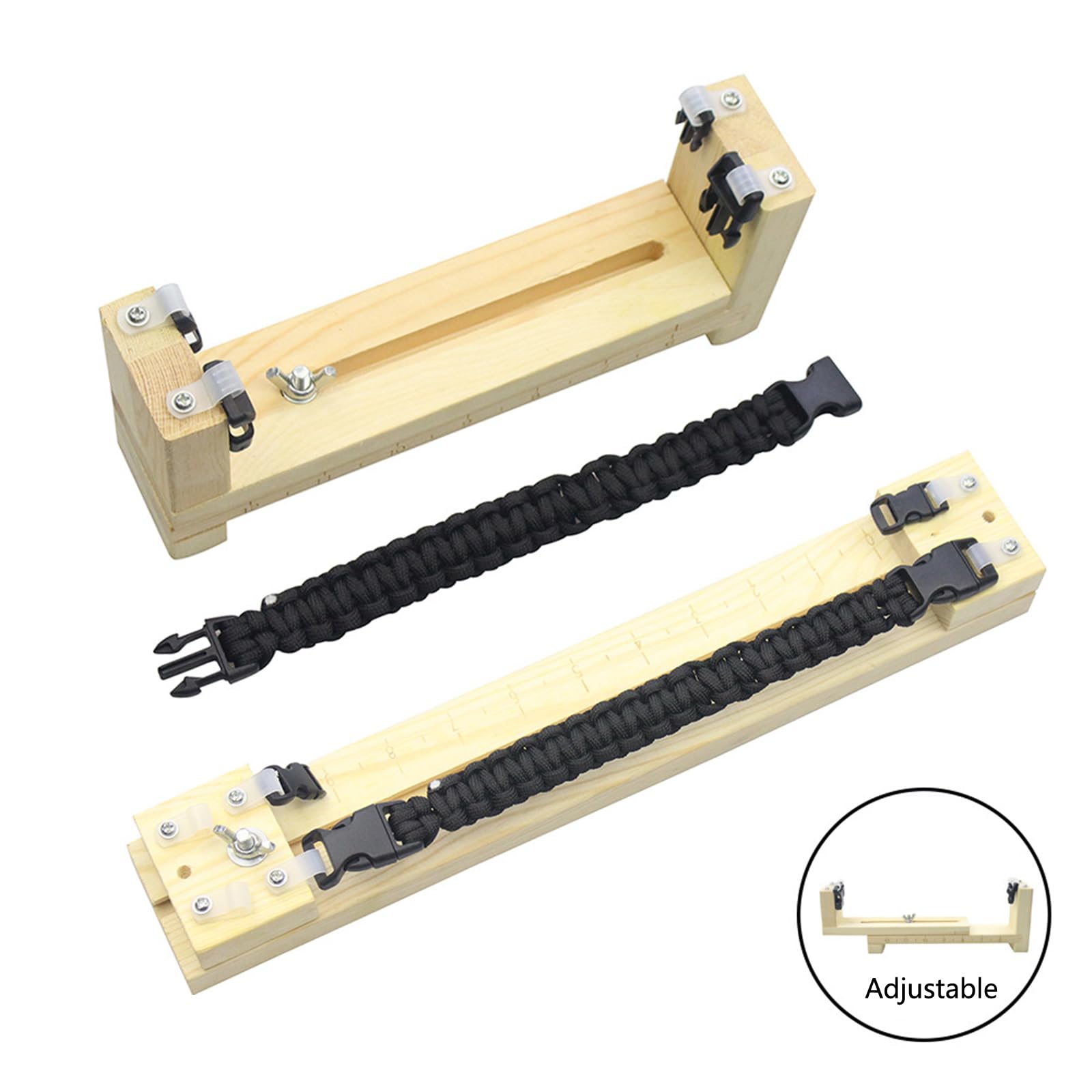 Wooden Paracord Jig Bracelet Maker Parachute Cord Wristband Knitting Tool (13.8 x 2.4 inch)