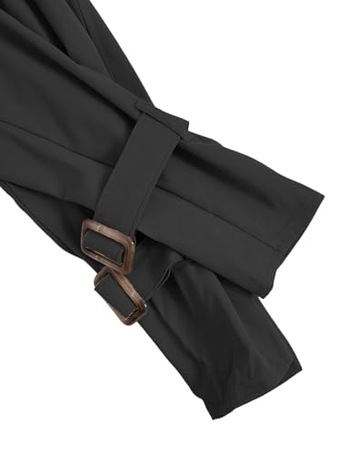 Verdusa Women's Button Front Buckle Raglan Sleeve Crop Jacket Trench Coat Black Large