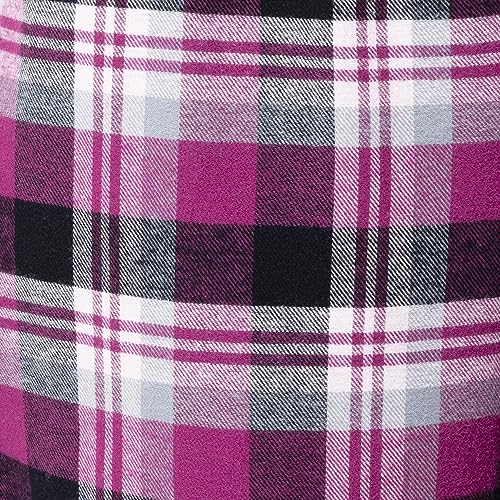 Fruit of the Loom Women's Waffle V-Neck Top and Flannel Pant Sleep Set, Black/Berry Plaid, X-Large