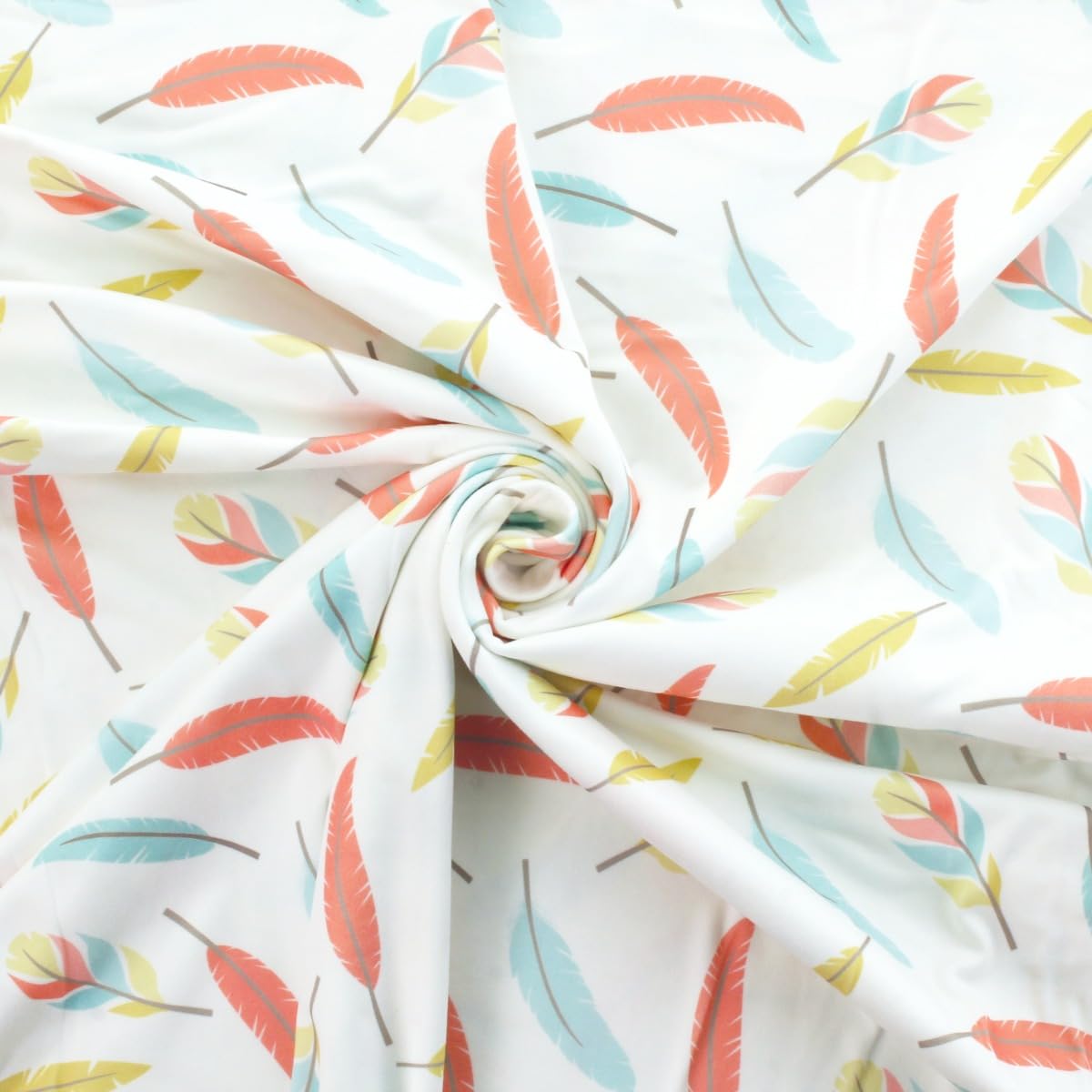 Tribal Feathers DBP Fabric - Double Brushed Polyester 4 Way Stretch - 1/2 Yard