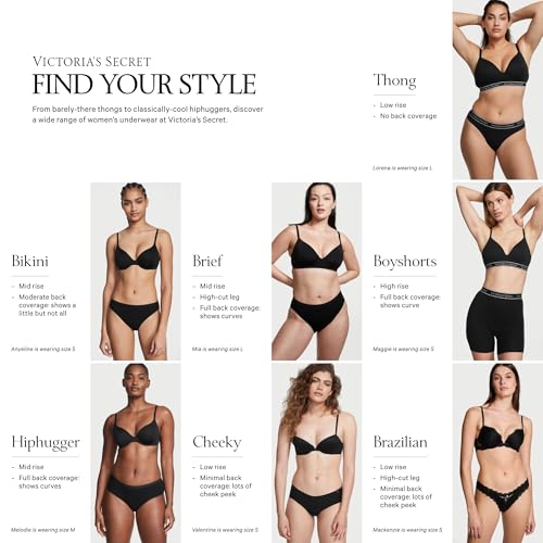 Victoria's Secret Women's No Show Thong Underwear, Panties for Women, Multi Pack, Multicolor Nude (M)