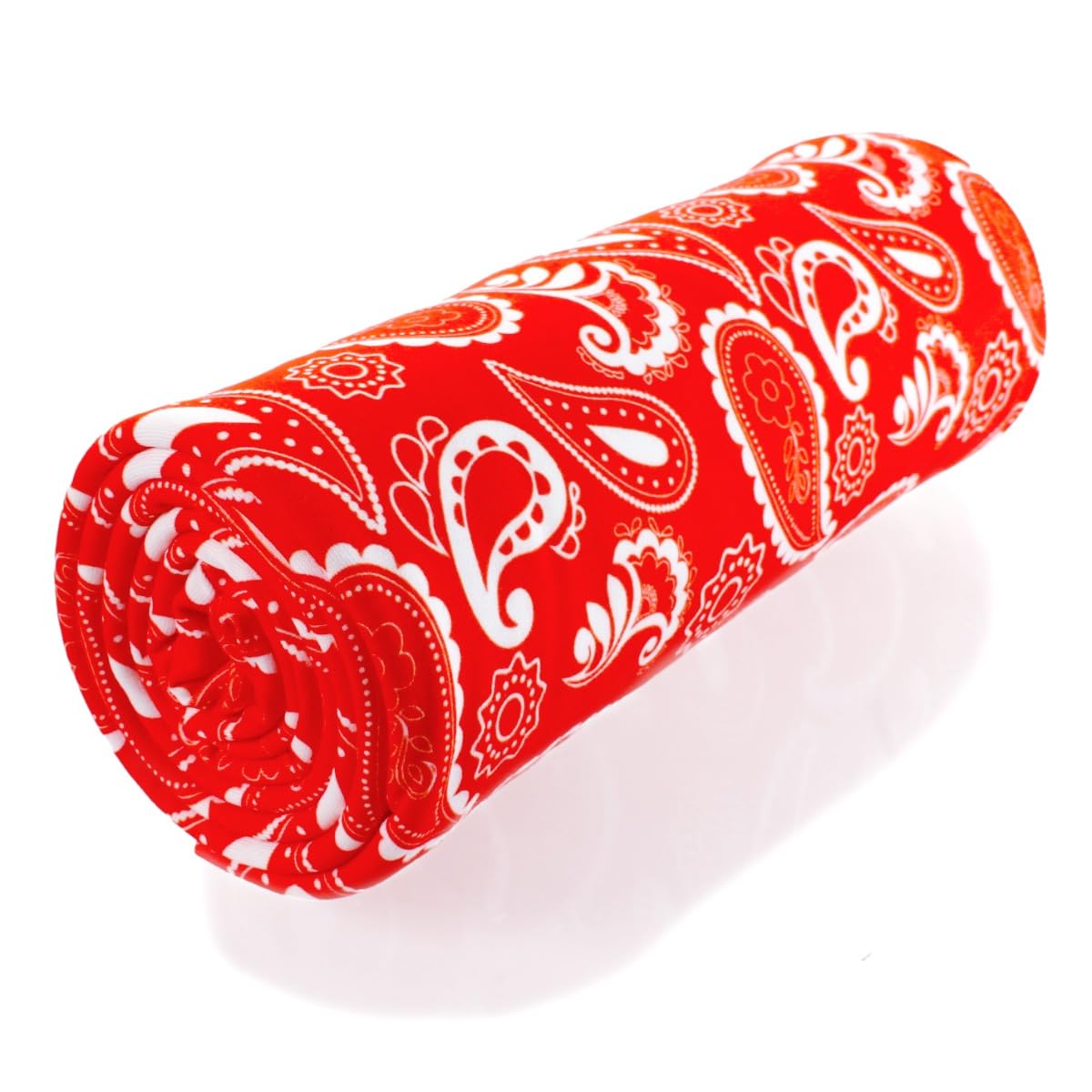 Red Paisley Bandana DBP Fabric - Double Brushed Polyester 4 Way Stretch - 1 Yard