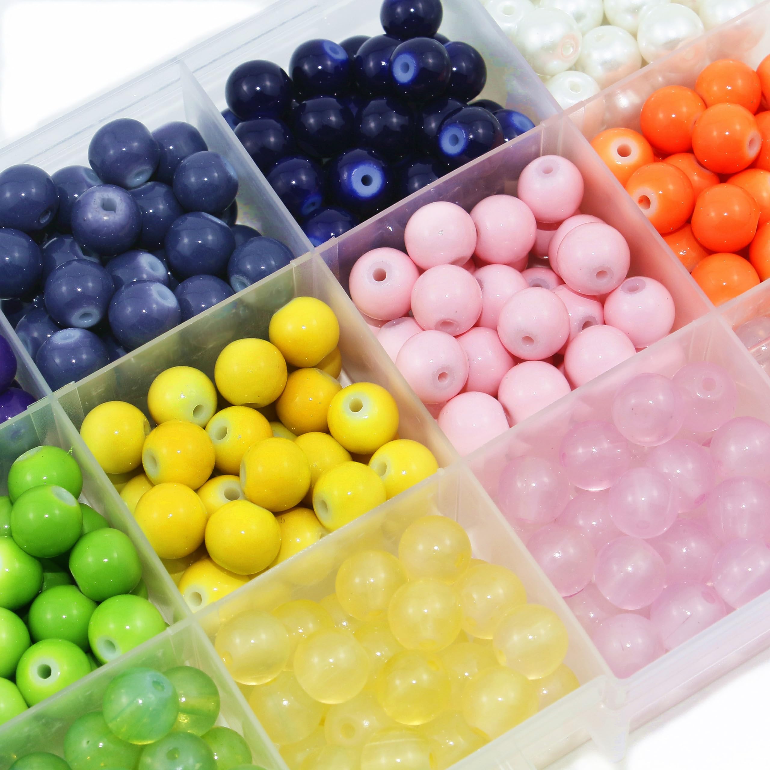 450pcs 8mm Glass Beads for Bracelet Making,15 Colors DIY Gemstone Crystal Beads,Jewelry Making Kit Healing Round Beads for Friendship Bracelet