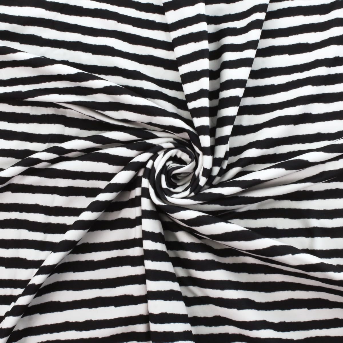 Black Brush Stroke Stripes DBP Fabric - Double Brushed Polyester 4 Way Stretch - 1/2 Yard