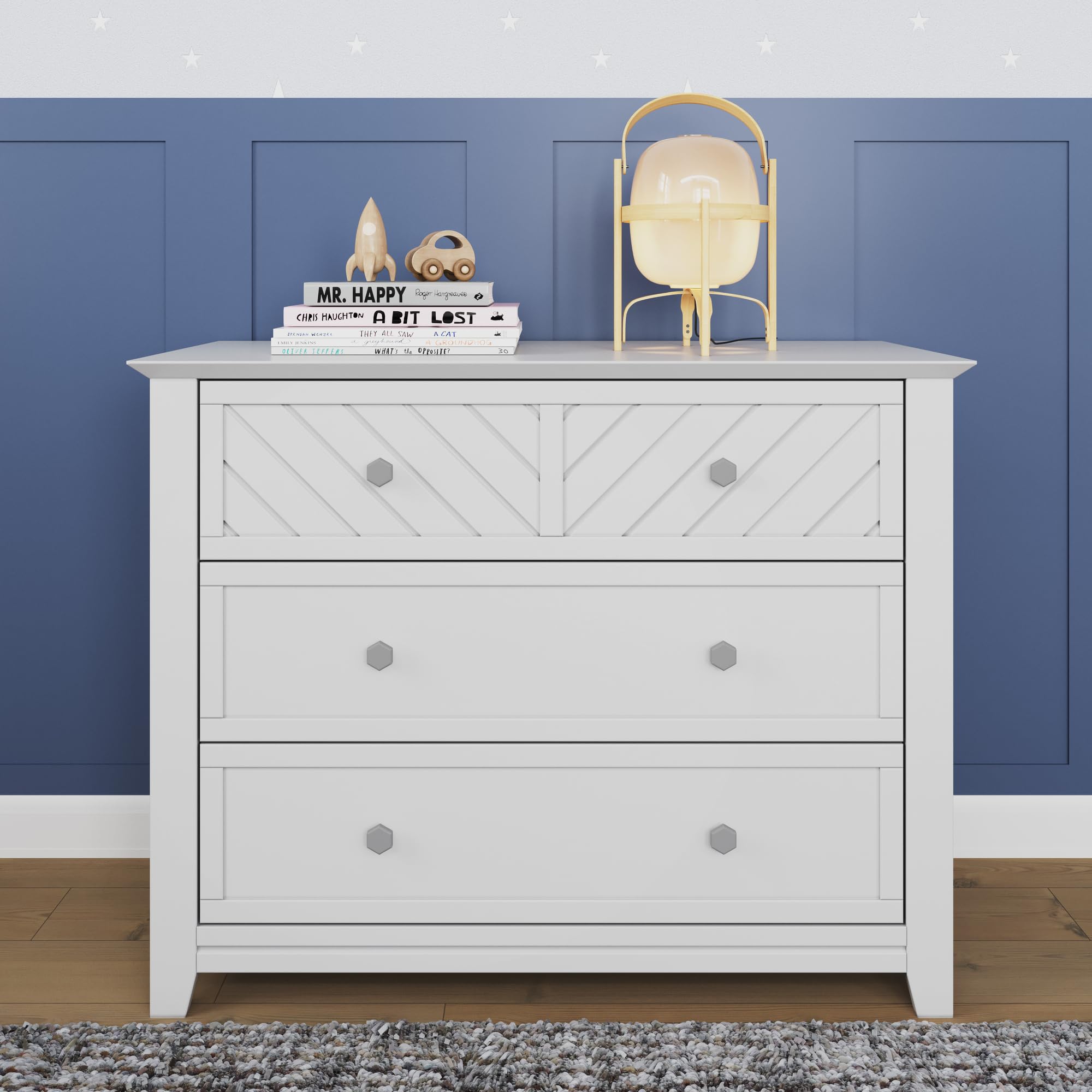Child Craft Atwood Euro 3-Piece Nursery Set with 3-in-1 Convertible Crib, Dresser, and Chest (Matte White)