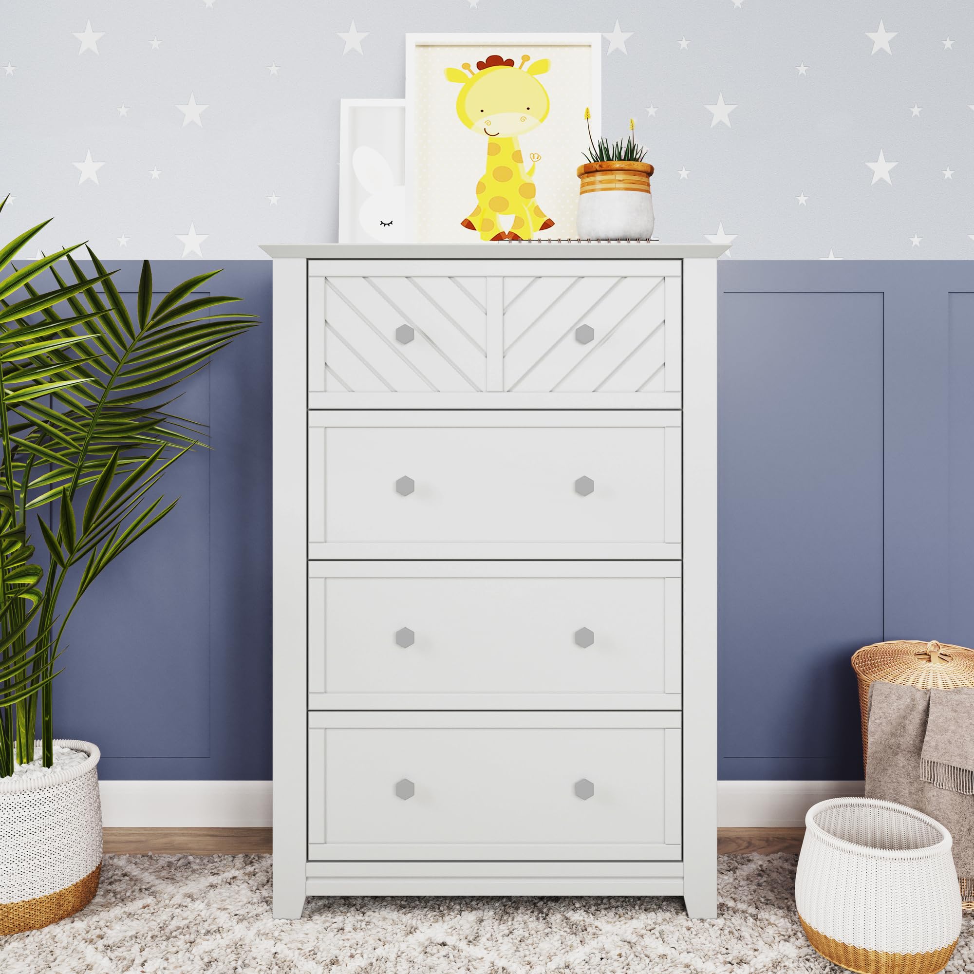 Child Craft Atwood Euro 3-Piece Nursery Set with 3-in-1 Convertible Crib, Dresser, and Chest (Matte White)