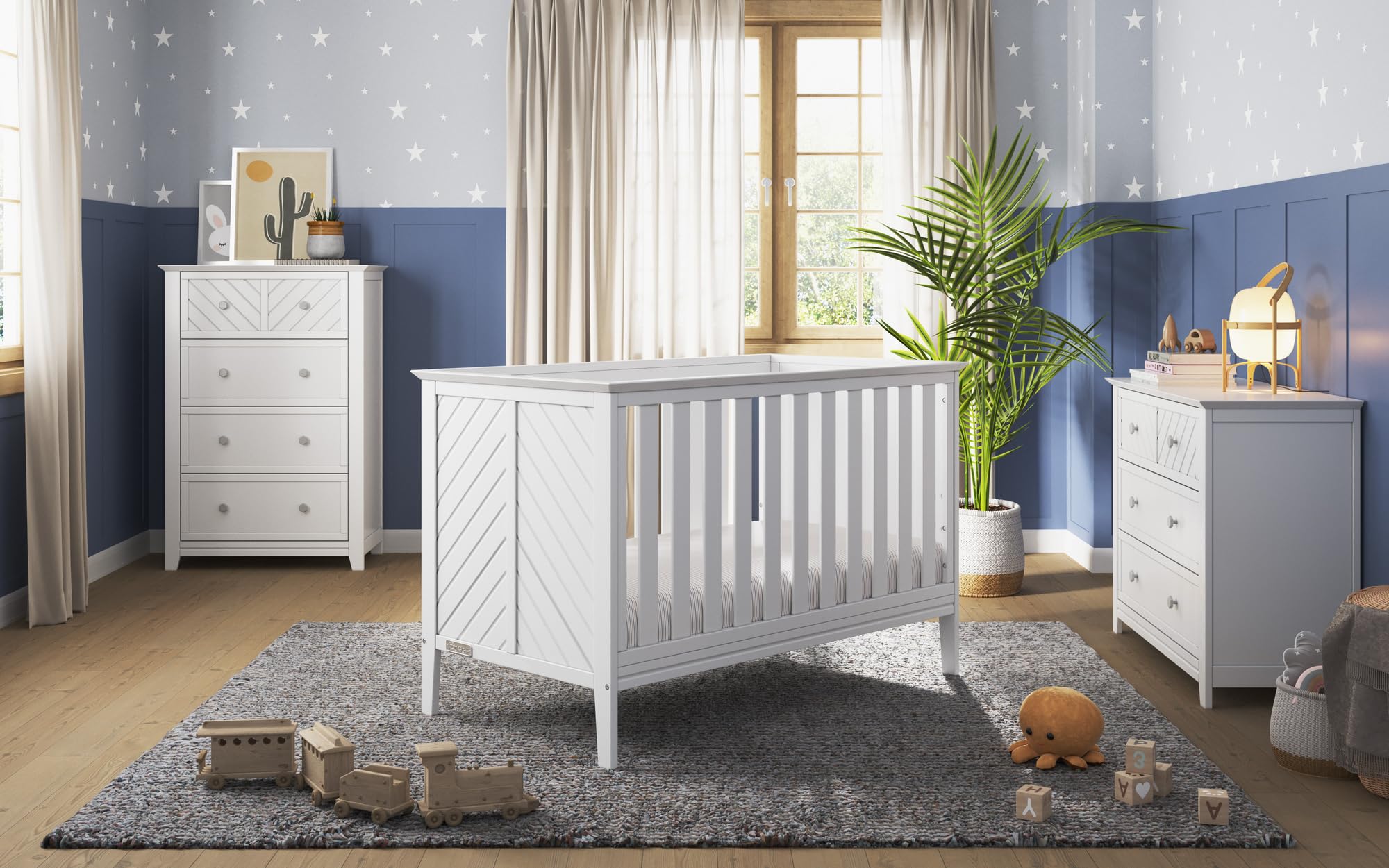 Child Craft Atwood Euro 3-Piece Nursery Set with 3-in-1 Convertible Crib, Dresser, and Chest (Matte White)