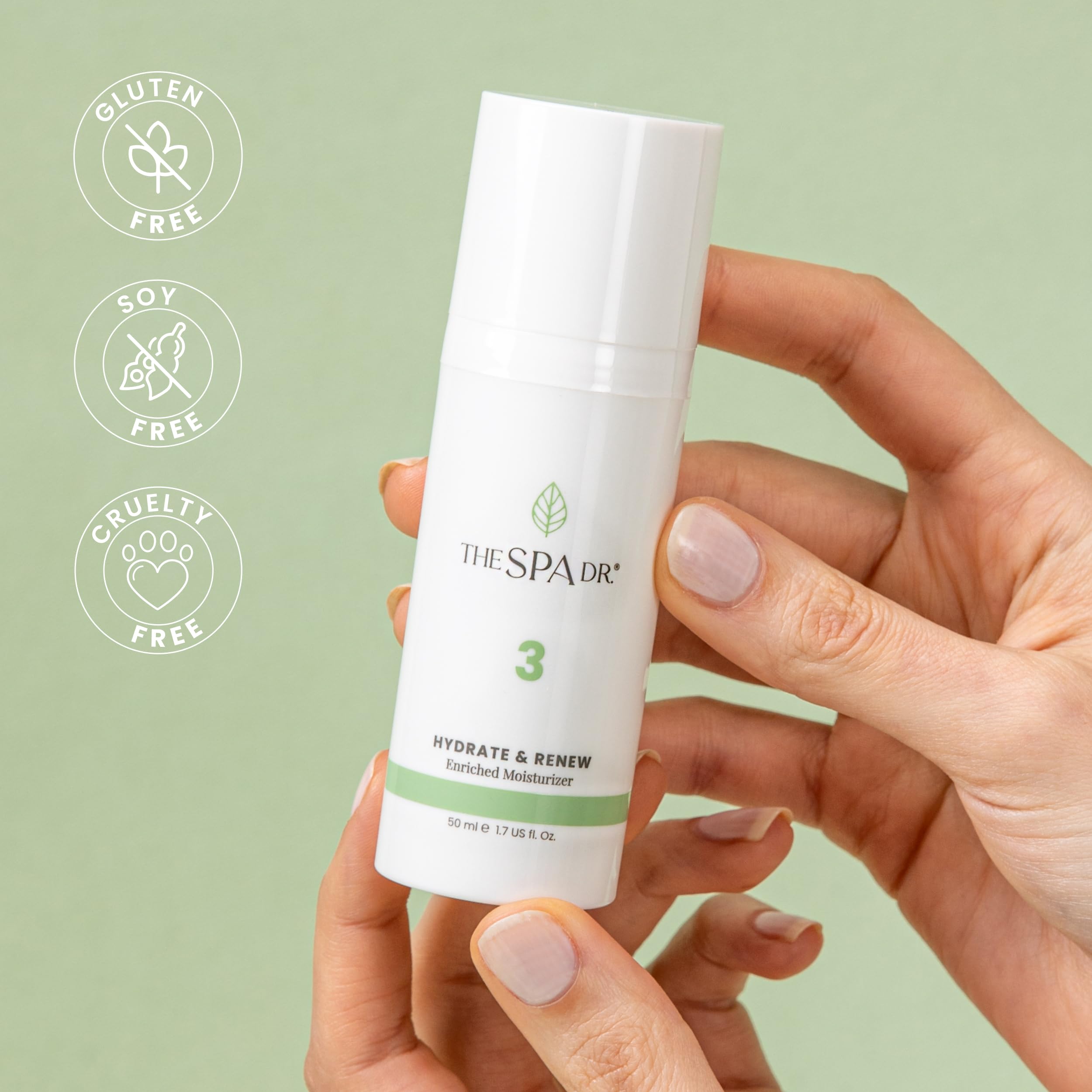 The Spa Dr. Enriched Moisturizer - Anti Aging Skin Care - 30 Day Supply - Safe For All Skin Types - Perfectly pH Balanced - Natural & Organic Skin Care - Step 3 Renew - 30 ML / 1 Fl. Oz.