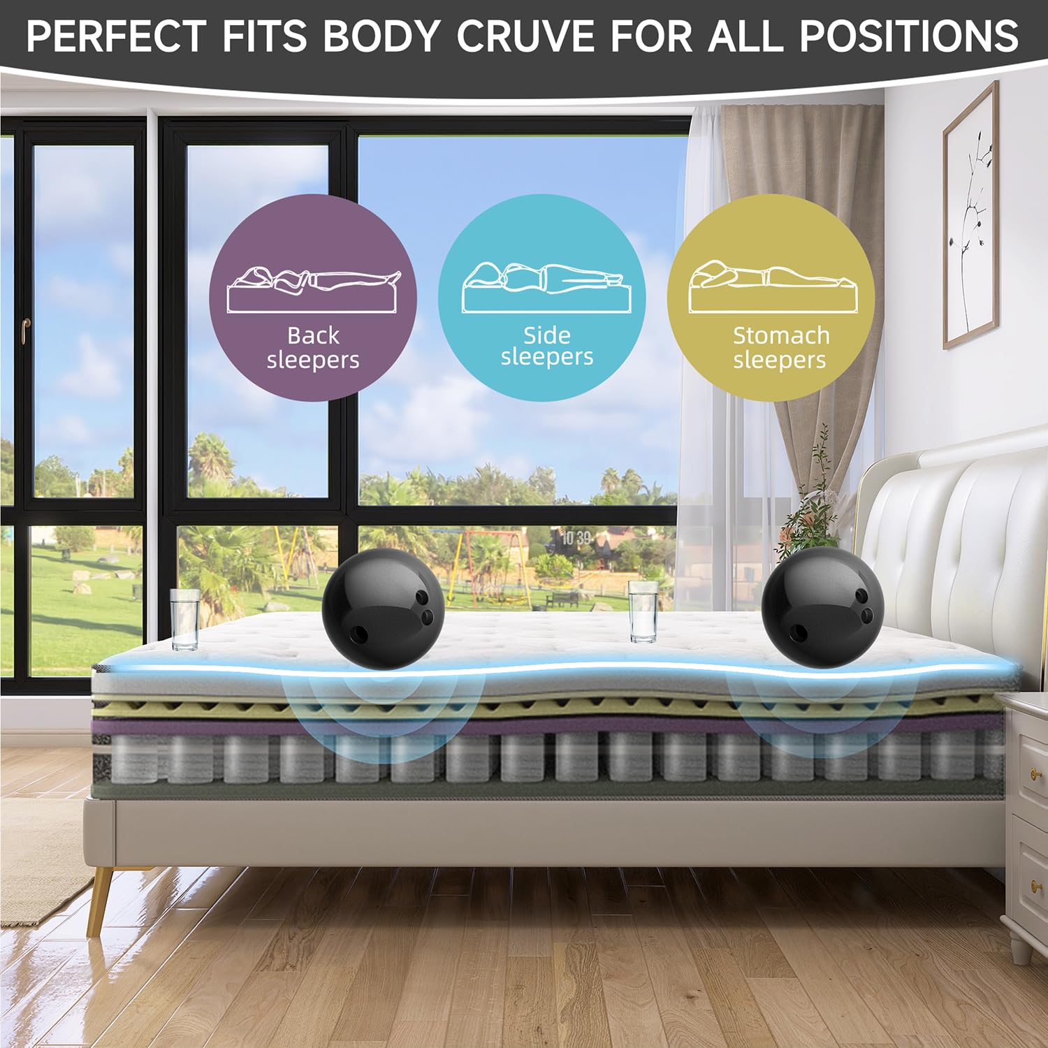 Hohamn Queen Size Mattress, 12 Inch Hybrid Mattress in a Box, Queen Mattress Foam and Individually Wrapped Pocket Coils, Soft and Breathable, Pressure Relief, Strong Edge Support, Medium Firm