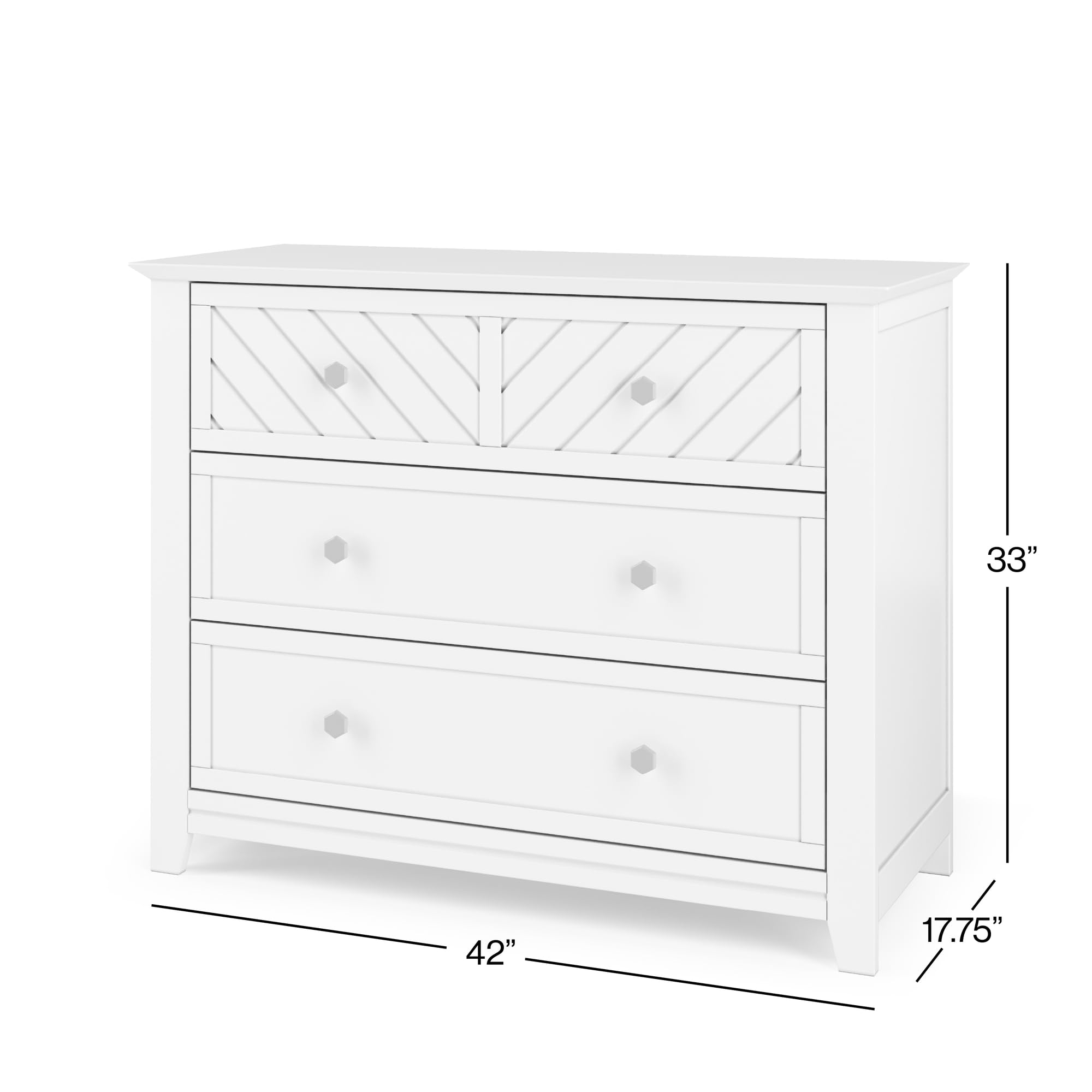 Child Craft Atwood Euro 3-Piece Nursery Set with 3-in-1 Convertible Crib, Dresser, and Chest (Matte White)