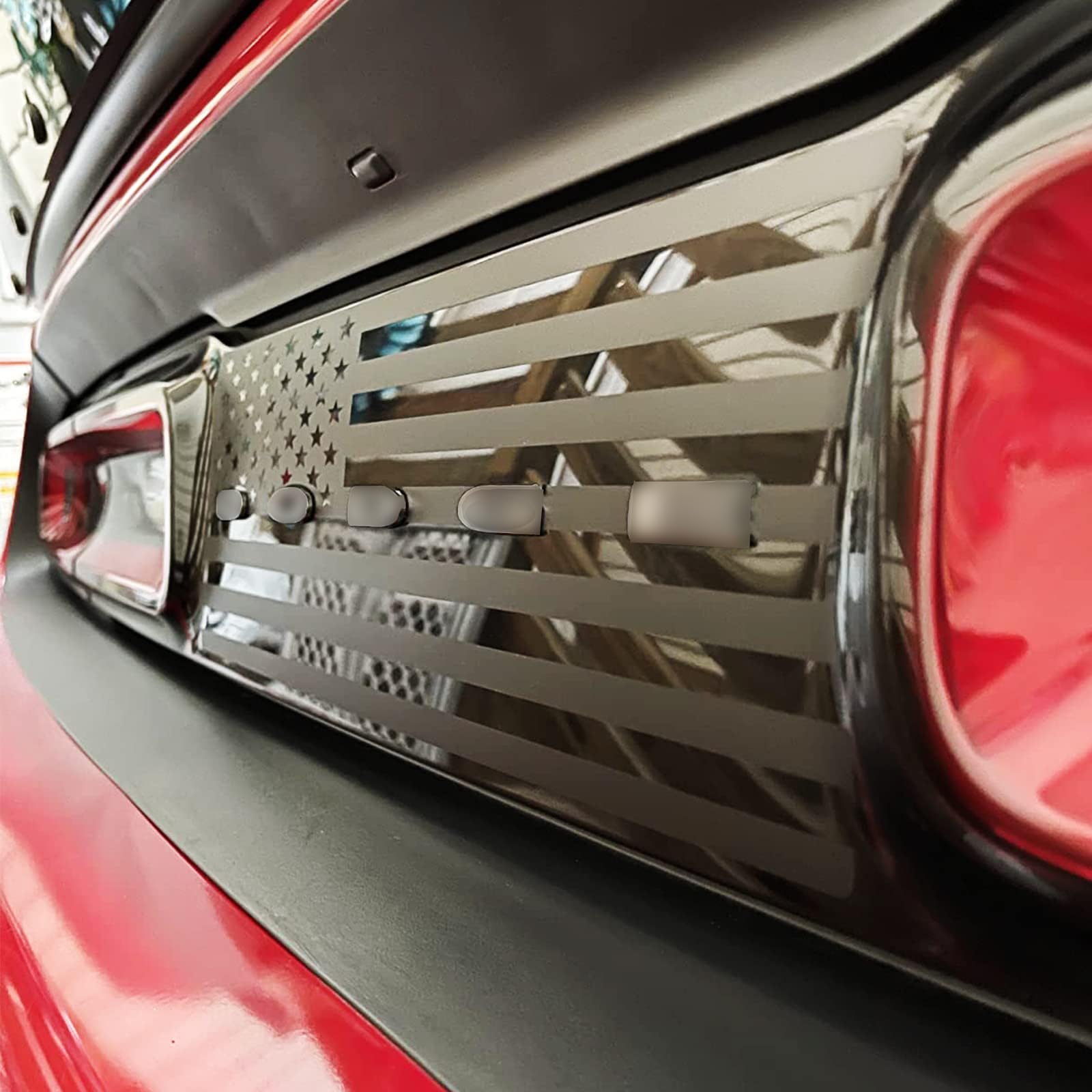 Xinghe Taillight Center Divider for Dodge Challenger 2015-2023, American Flag Decals for Rear Light Sticker Exterior Accessories for Dodge Challenger (for Dodge Challenger 2015 - 2023, With Letter Cut