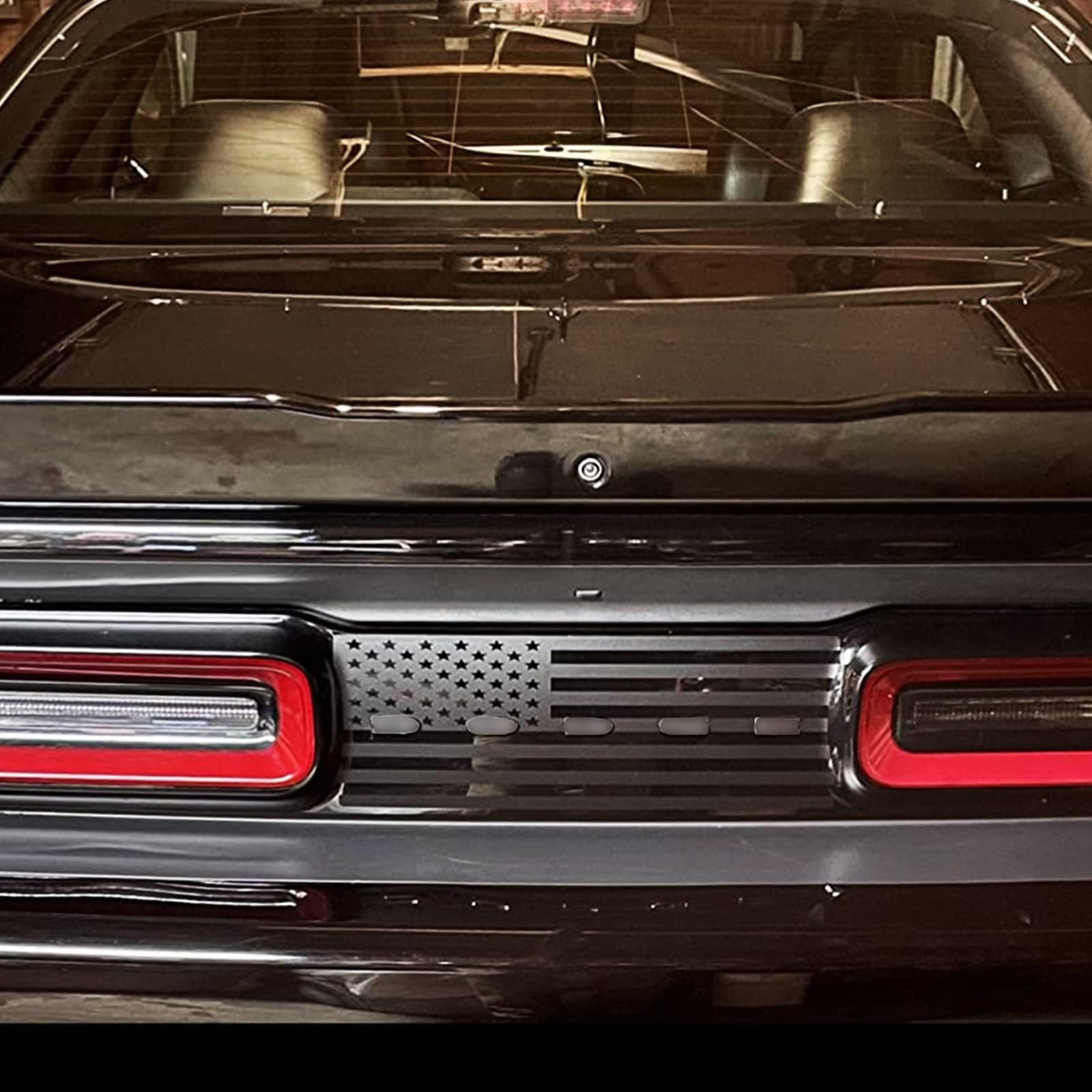 Xinghe Taillight Center Divider for Dodge Challenger 2015-2023, American Flag Decals for Rear Light Sticker Exterior Accessories for Dodge Challenger (for Dodge Challenger 2015 - 2023, With Letter Cut