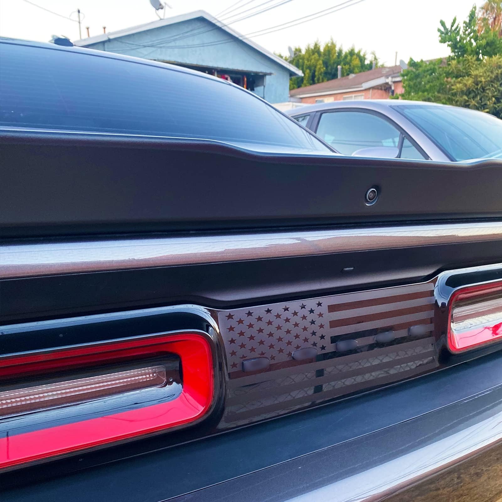 Xinghe Taillight Center Divider for Dodge Challenger 2015-2023, American Flag Decals for Rear Light Sticker Exterior Accessories for Dodge Challenger (for Dodge Challenger 2015 - 2023, With Letter Cut