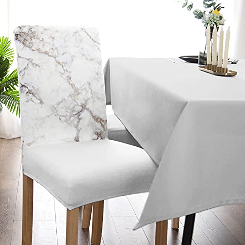 Chair Protector Seat Covers Gray Marble Agate Crack on White Stretch Removable Dining Room Chair Cover Set of 6,Abstract Stripes Art Slipcovers for Kitchen Party Hotel Wedding