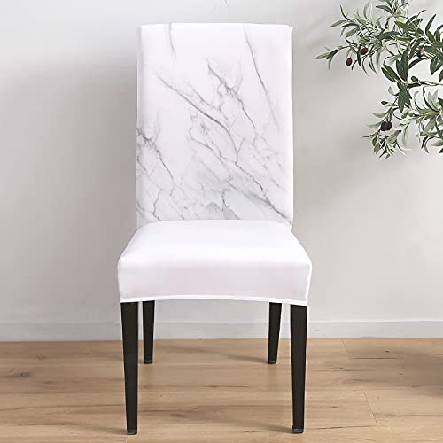 Chair Protector Seat Covers White Marble Gray Crack Stretch Removable Dining Room Chair Cover Set of 6,Modern Abstract Ink Agate Art Slipcovers for Kitchen Party Hotel Wedding