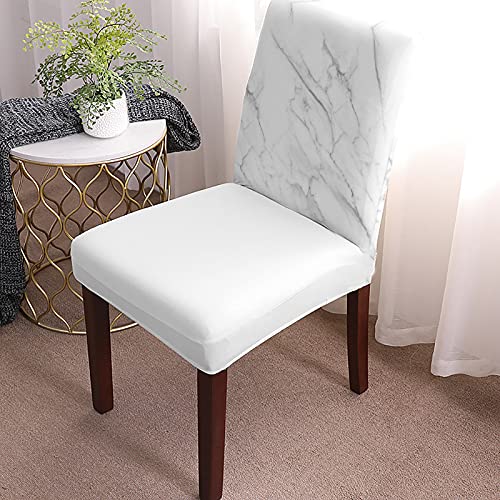 Chair Protector Seat Covers White Marble Gray Crack Stretch Removable Dining Room Chair Cover Set of 6,Modern Abstract Ink Agate Art Slipcovers for Kitchen Party Hotel Wedding
