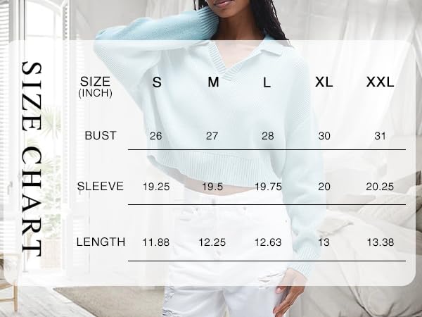 Danedvi Womens V Neck Crop Sweaters Fashion Stand Collar Knit Sweatshirts Long Sleeve Loose Casual Pullover Sweater Off-White