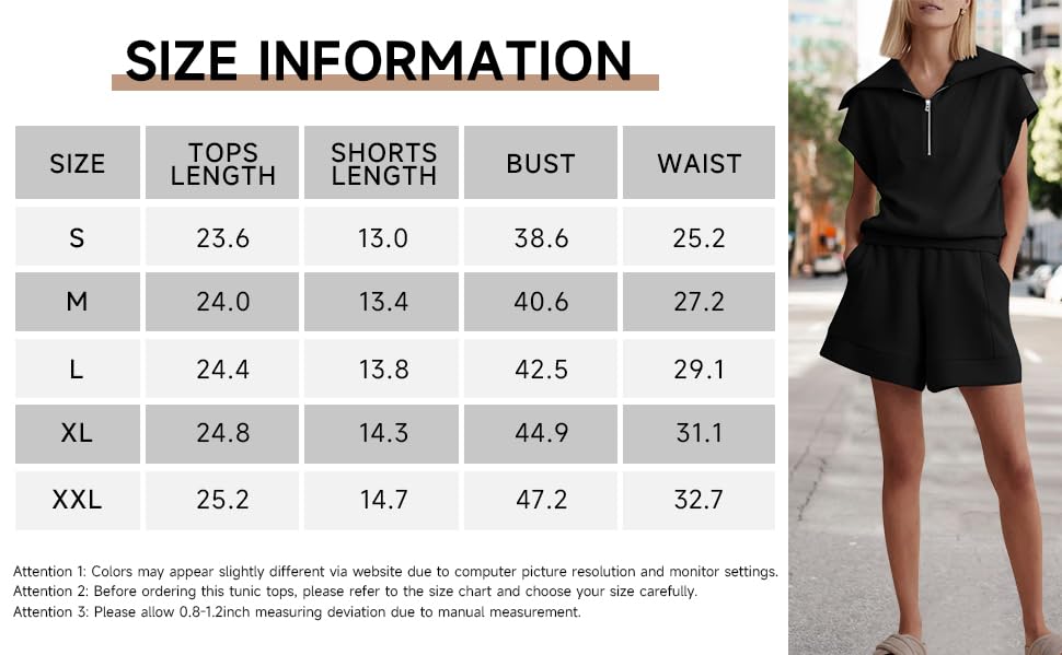 Zwurew Sweat Suits for Women 2 Piece Sets Summer Spring 2024 Short Sleeve Lounge Outfits with Shorts Black S