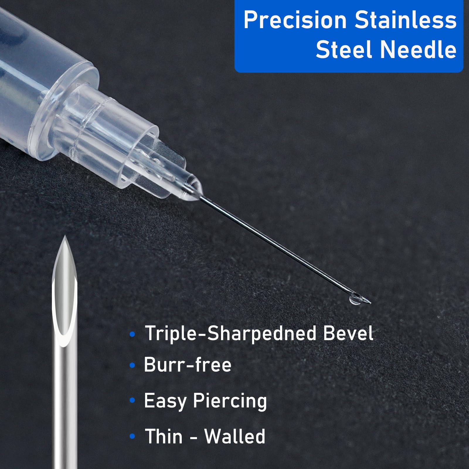 1ml 29Ga 13mm/0.5Inch Syringe with Needle, Disposable Individual Package of 100