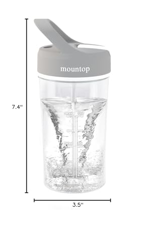 mountop Electric Protein Shaker Bottle, 18oz Rechargeable Blender Bottles, BPA-free Shaker Cups for Protein Shakes, Portable Drink Mixer Gym Accessories Pre Workout Bottles for Men/women, Grey