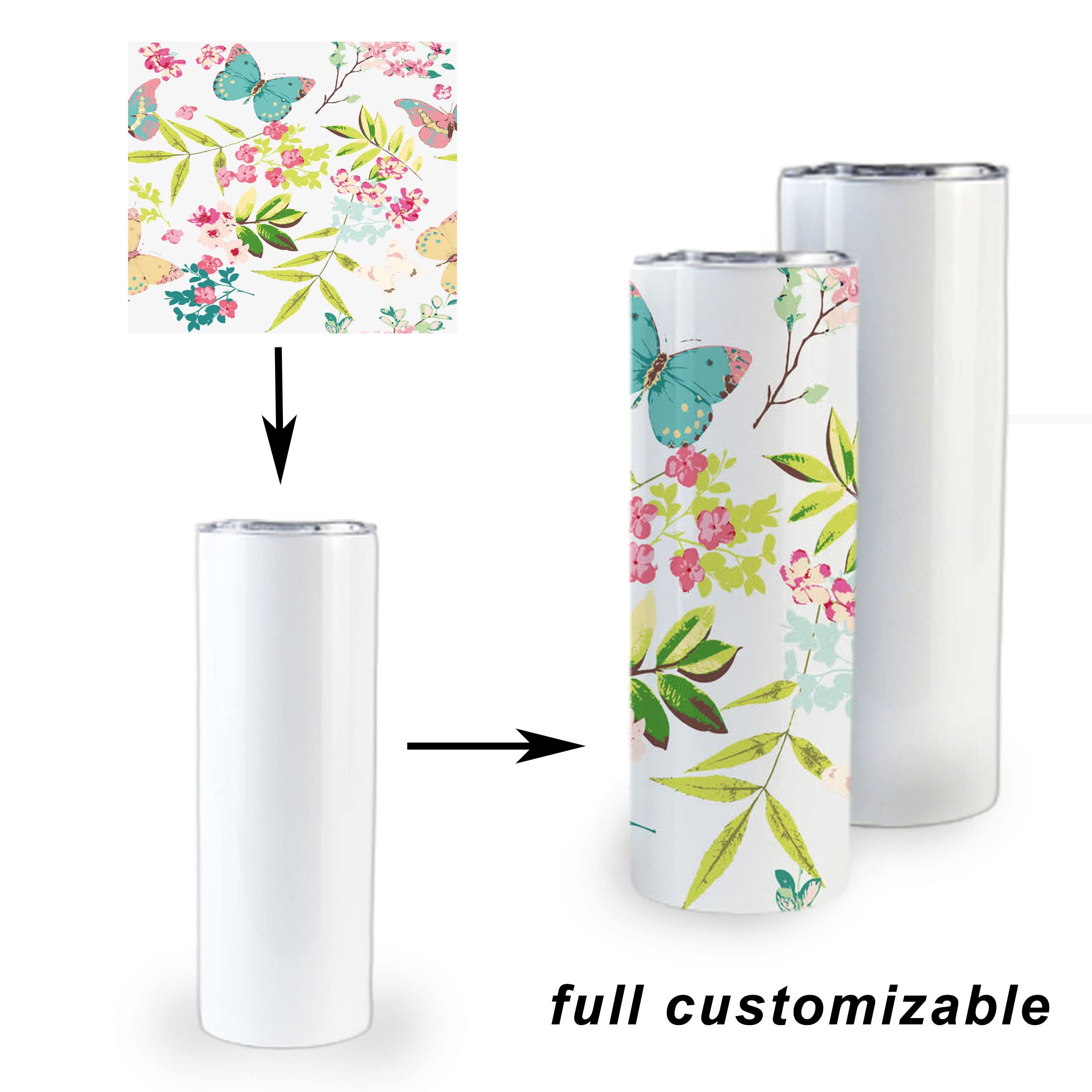 JKGTKC 50pack 20oz skinny straight sublimation tumblers blank stainless steel heat press cup with Lid,Individually Box,silicone base Polymer Coating for Heat Transfer (50pack)