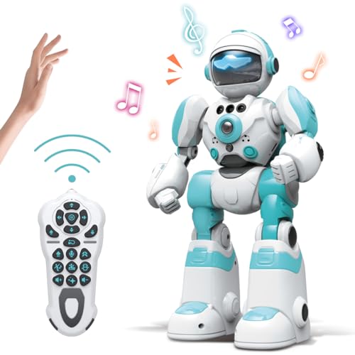 VATOS Robot Toys for Kids, Remote Control Robot with Record Voice & Gesture Sensing Control, Rechargeable Programmable Music Dancing Functions Cool Birthday Gift for Toddler Boys Age 3 4 5 6 Years Old