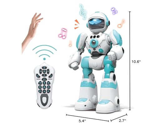 VATOS Robot Toys for Kids, Remote Control Robot with Record Voice & Gesture Sensing Control, Rechargeable Programmable Music Dancing Functions Cool Birthday Gift for Toddler Boys Age 3 4 5 6 Years Old