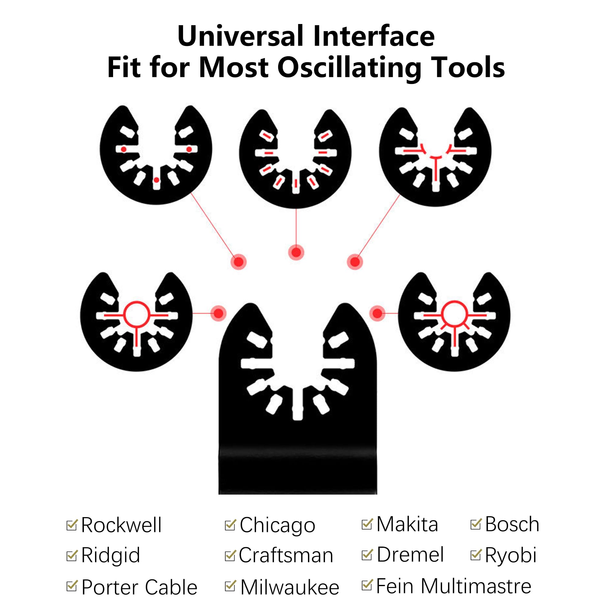 105 Pack Oscillating Saw Blades,VRKET Quick Release Multitool Blades Kit,Oscillating Tool Sanding Pads Kit,Universal Oscillating Tool Blade for Dewalt,Milwaukee,Makita,Bosch,Ryobi,Rockwell