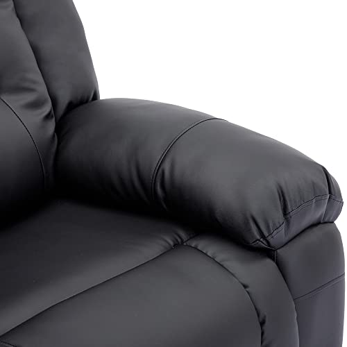 PU Leather Double Reclining Sofa with Center Console, Upholstery Manual Recliner Loveseat Couch w/Easy Pull Handles and Adjustable Footrest, 2-Seater Sofa & Couch for Home Theater Seating