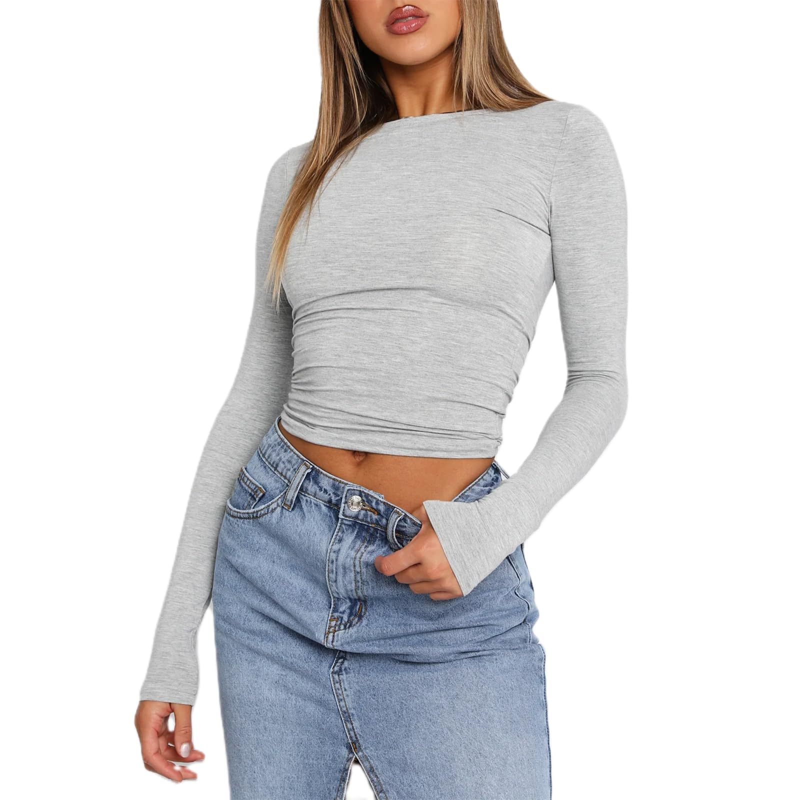 Slimming Dupes Short Sleeve Shirt Crop Top Women Y2k Tight Shirts Basic Fitted Tee Workout Going Out Clothing