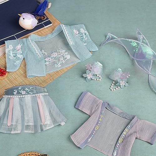 CALEMBOU 20cm Plush Doll Clothes Set, Cute Chinese Hanfu Plush Doll Clothes for Anime Plush Soft Cotton Dolls and Stuffed Animals(Without Doll) (Liyu-W/ODoll)