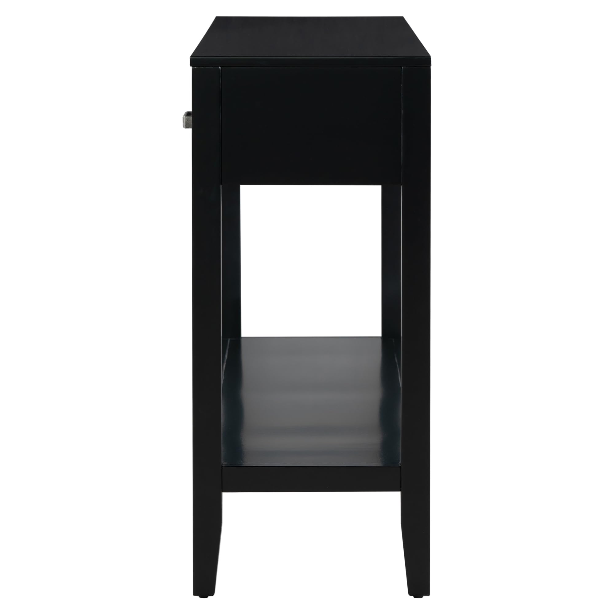 VilroCaz Modern Console Table Sofa Table with 3-Drawer and 1 Bottom Shelf, 59'' Long Solid Wood Sideboard Entrance Table for Entryway Hallway Living Room Foyer Corridor (Black-P1)